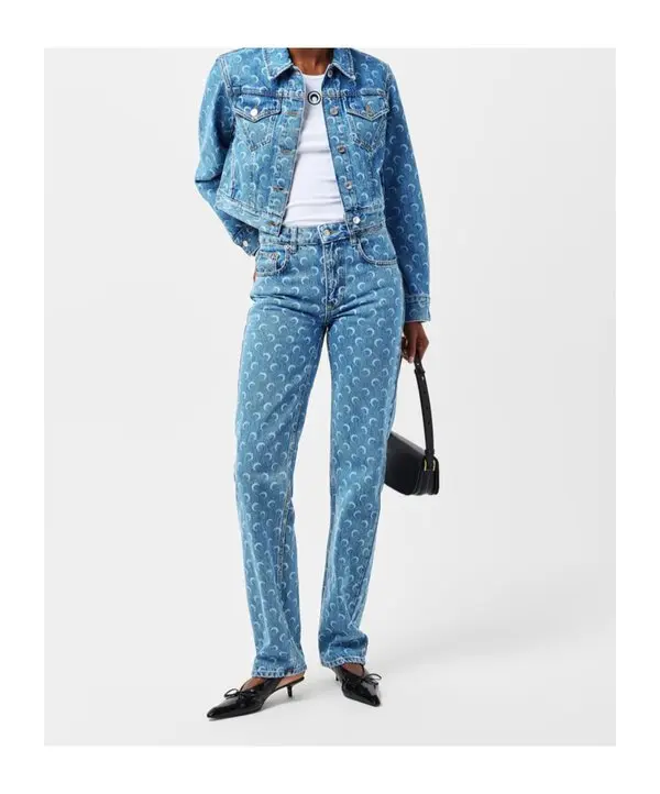 MARINE SERRE Moon Print Denim Pants
