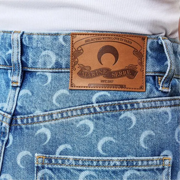 MARINE SERRE Moon Print Denim Pants