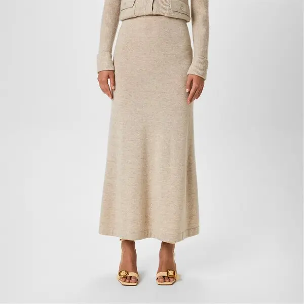 AYA MUSE Knitted Maxi Skirt With Pleated Hem