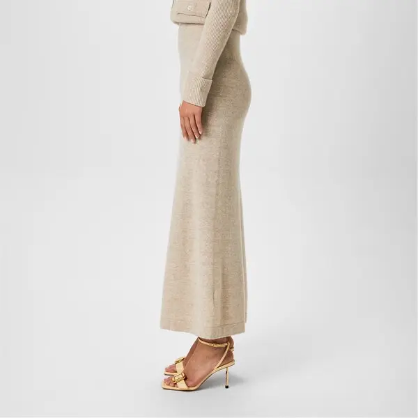 AYA MUSE Knitted Maxi Skirt With Pleated Hem
