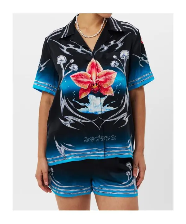 Casablanca Printed Short Sleeve Shirt - Black