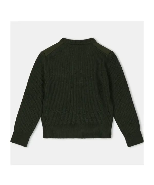 Moncler Crew Neck Knitted Sweater With Logo Patch Pocket