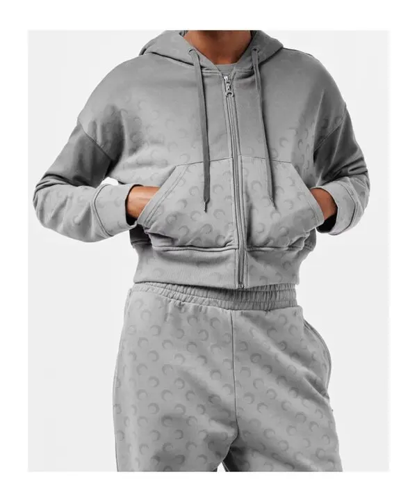 MARINE SERRE Printed Zip-up Hooded Sweatshirt