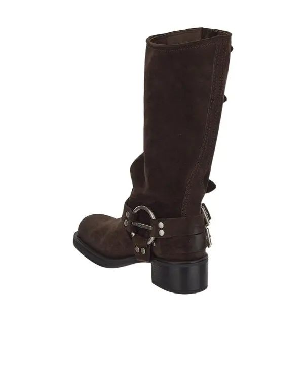 Miu Miu Logo-engraved Buckle Detail Block Heel Boots