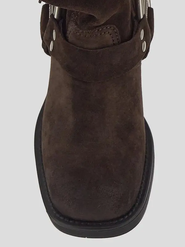 Miu Miu Logo-engraved Buckle Detail Block Heel Boots