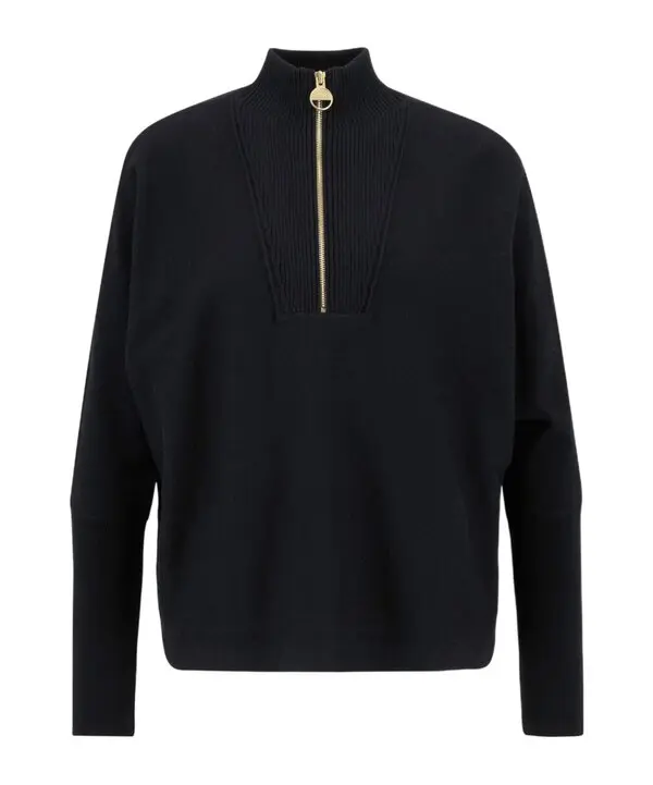 Barbour Lola Knit Jumper With Quarter Zip - Black
