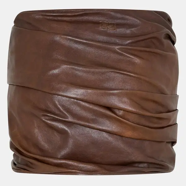 Magda Butrym Leather Wrap Midi Skirt
