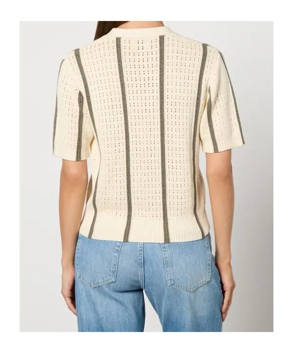 ANINE BING Short Sleeve Cardigan With Vertical Stripes