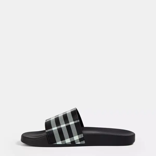 Burberry Checked Sliders - Black