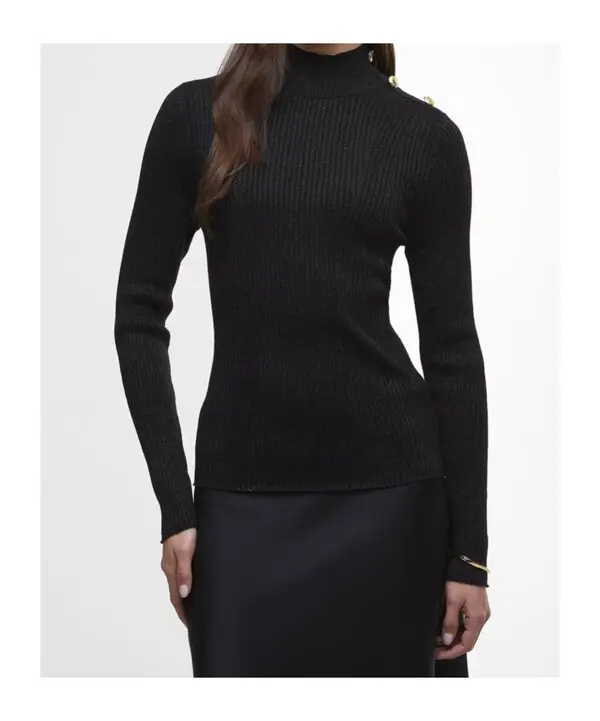 Barbour Stella Ribbed Turtleneck Jumper - Black