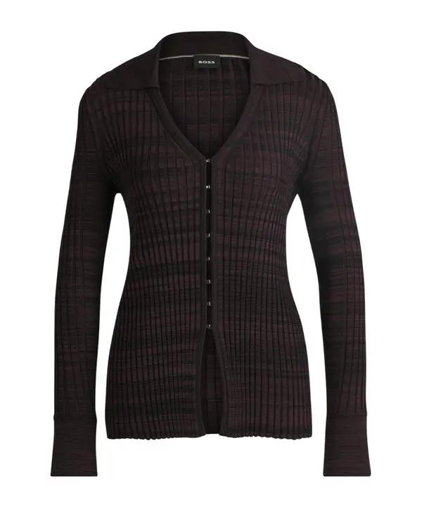 Hugo Boss Collared Knit Cardigan - Black