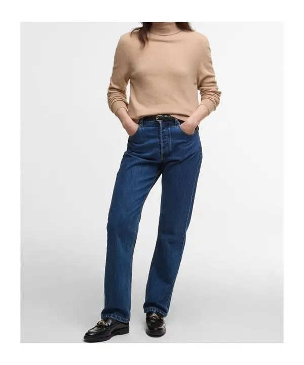 Barbour Pendle Roll Neck Jumper With Checked Elbow Patches