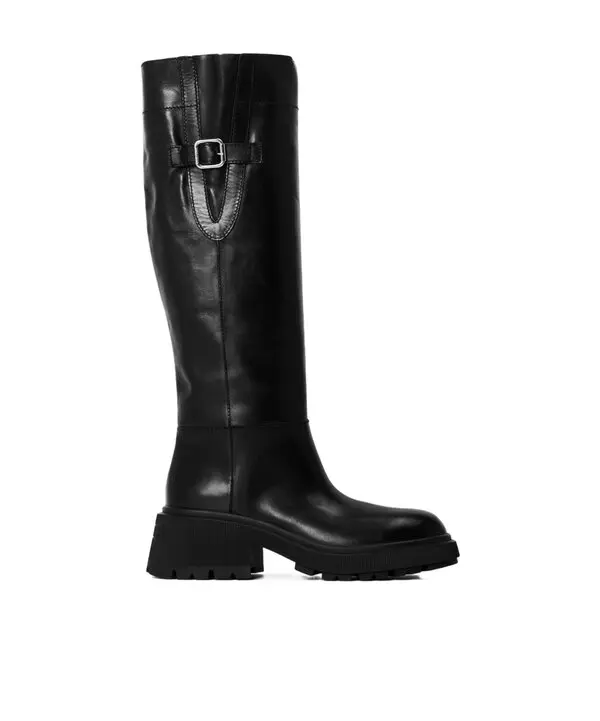 JIMMY CHOO Knee High Leather Boots With Buckle Detail