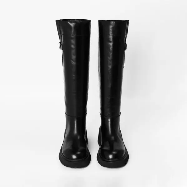 JIMMY CHOO Knee High Leather Boots With Buckle Detail
