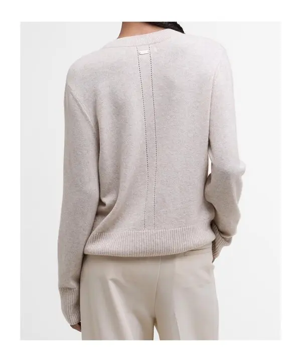 Barbour Eleanor Crew Neck Jumper With Branded Buttons - Oat