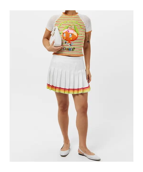 Casablanca Striped Pleated Midi Skirt