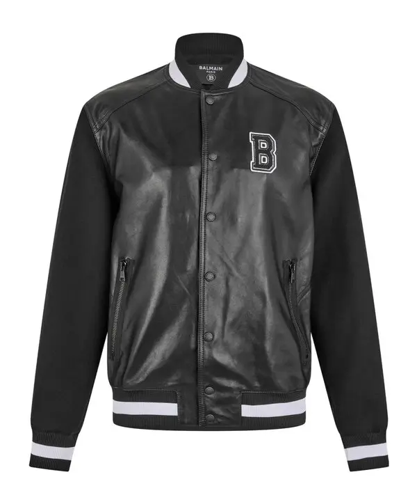 Balmain Logo Varsity Jacket - Black