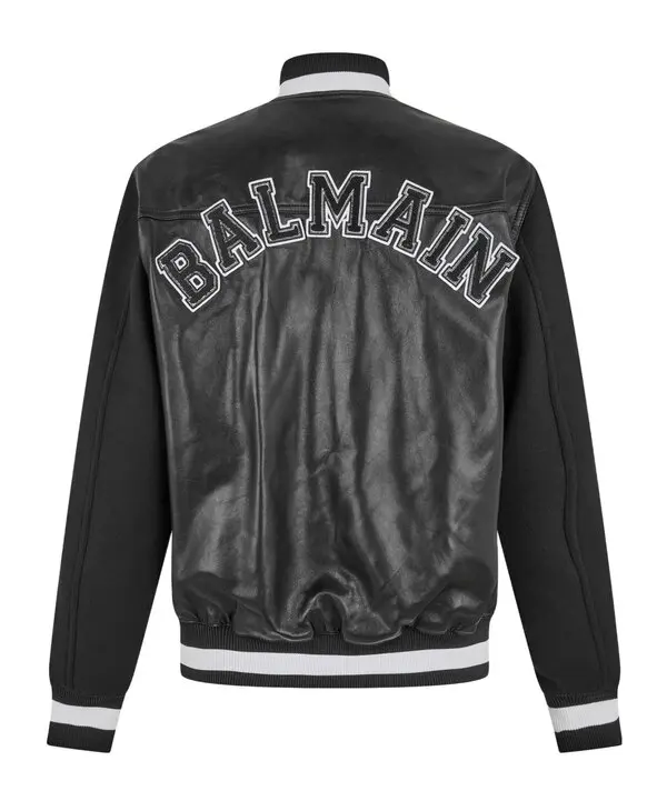 Balmain Logo Varsity Jacket - Black