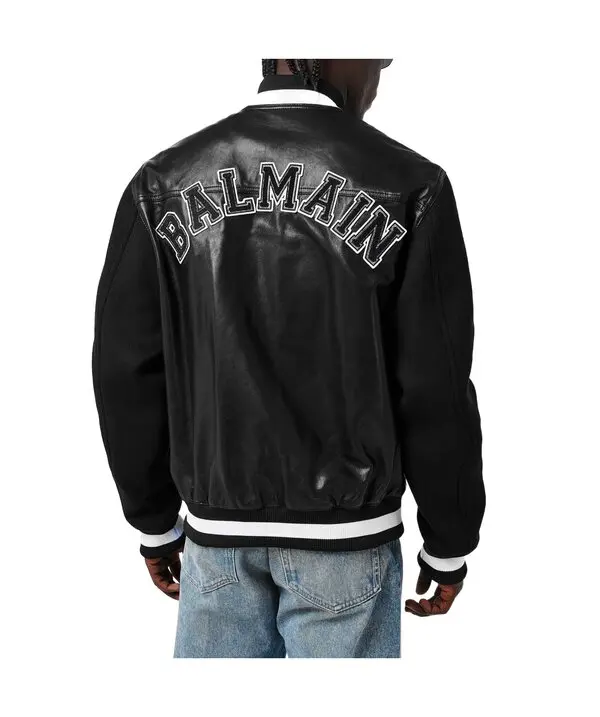 Balmain Logo Varsity Jacket - Black