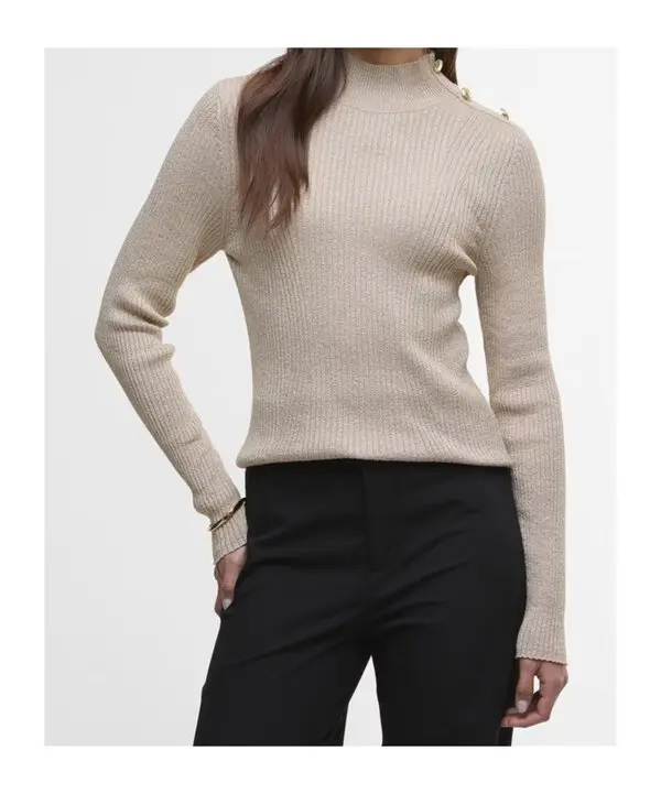 Barbour Stella Ribbed Turtleneck Jumper - Nude