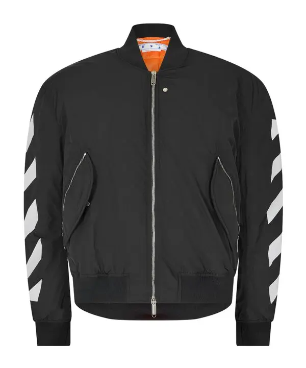 Off-White Diagonal Stripe Bomber Jacket - Black