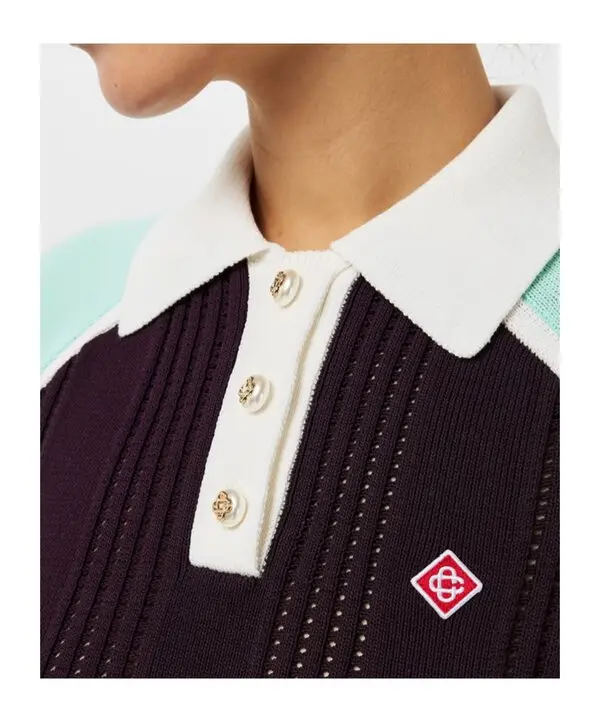 Casablanca Logo Patch Long Sleeve Polo Shirt