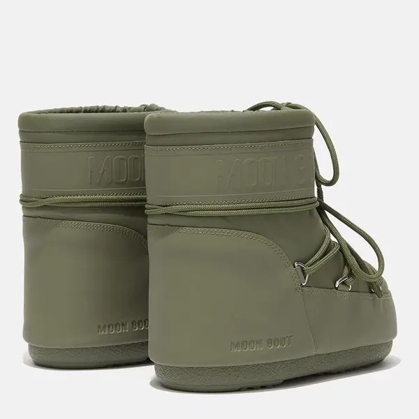 Moon Boot Embossed Text Lace-up Winter Boots - Green