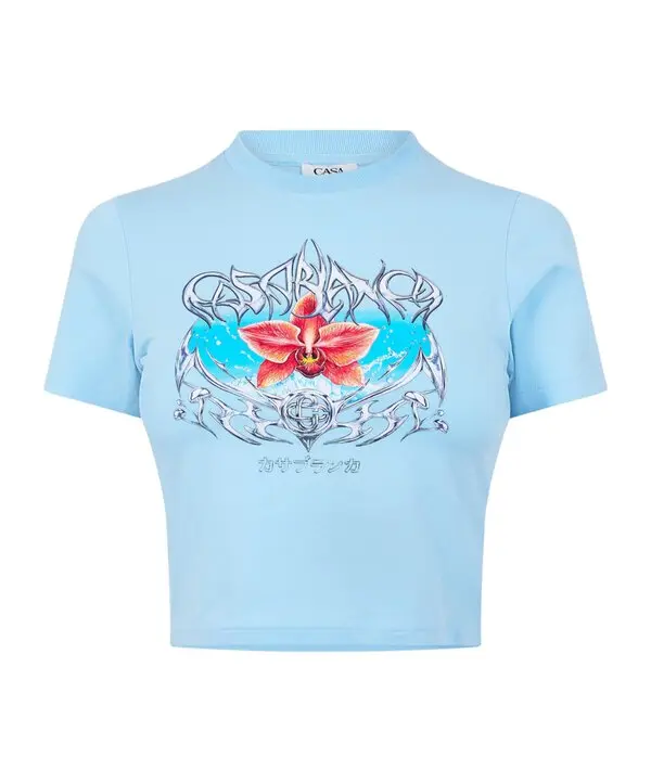 Casablanca Round-neck Printed T-shirt - Blue