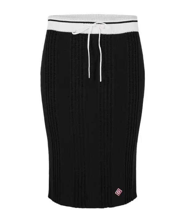 Casablanca Striped Rib Knit Miniskirt - Black