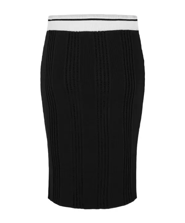 Casablanca Striped Rib Knit Miniskirt - Black