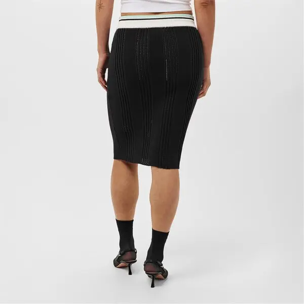 Casablanca Striped Rib Knit Miniskirt - Black