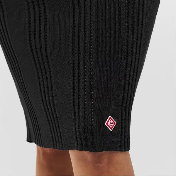 Casablanca Striped Rib Knit Miniskirt - Black