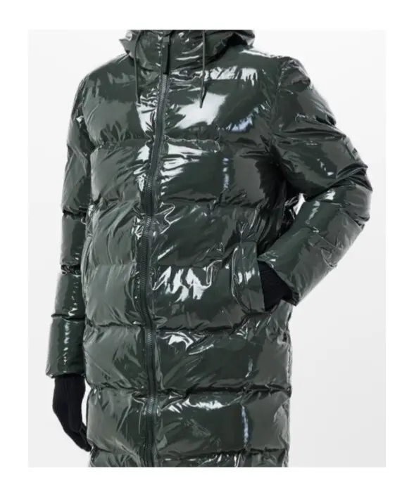 Rains Long-sleeved Cotton-padded Jacket With Drawstring Hood And Glossy Finish