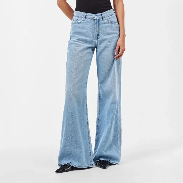7 For All Mankind Lotta Wide Leg Jeans - Light Blue