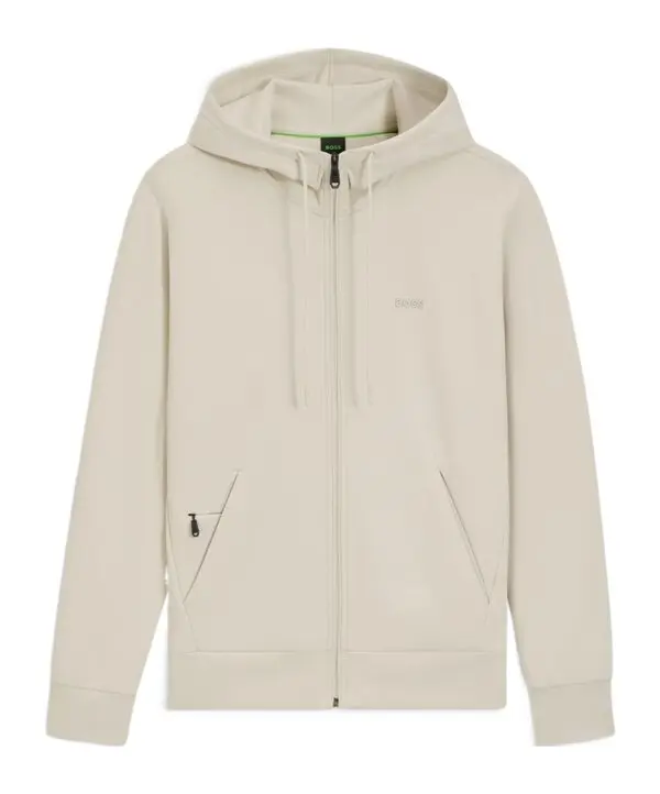 Hugo Boss Saggy Full-zip Hoodie With Adjustable Drawstring Hood