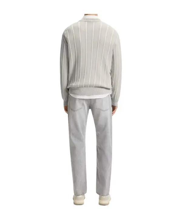 Hugo Boss Off- Vertical Thick Rib Crew Neck Knit Sweater