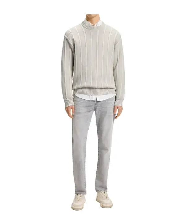 Hugo Boss Off- Vertical Thick Rib Crew Neck Knit Sweater