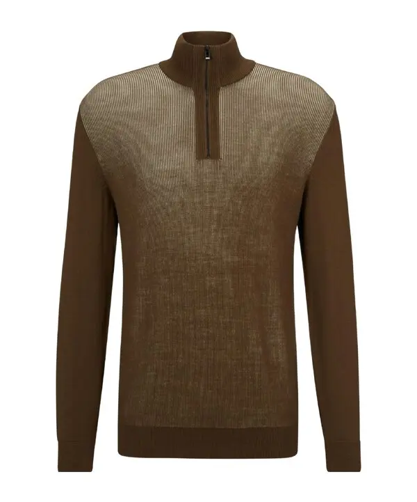 Hugo Boss Half-zip Stand Collar Knit Sweater