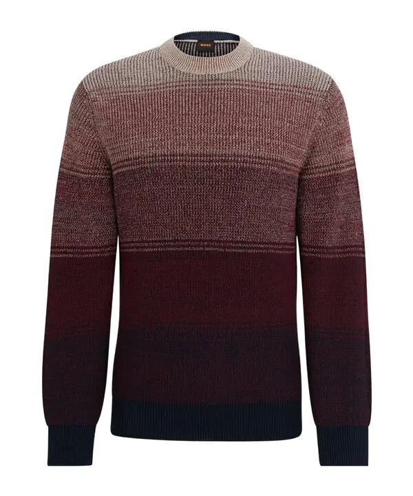 Hugo Boss Gradient Color-block Horizontal Stripe Crew Neck Knit Sweater