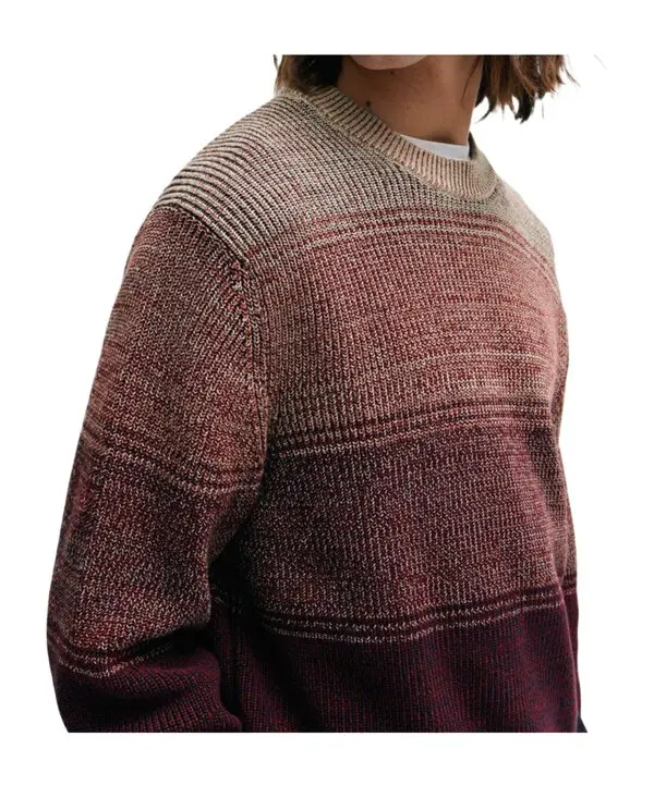 Hugo Boss Gradient Color-block Horizontal Stripe Crew Neck Knit Sweater