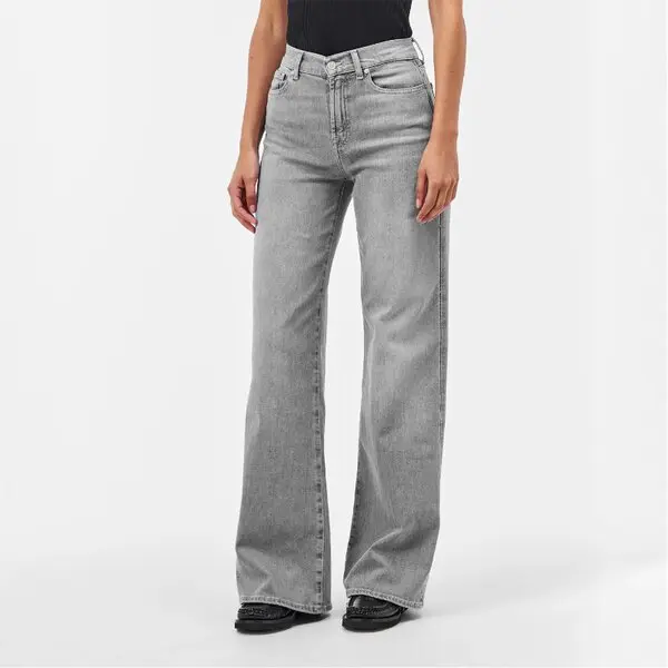7 For All Mankind Lotta Wide Leg Jeans - Grey