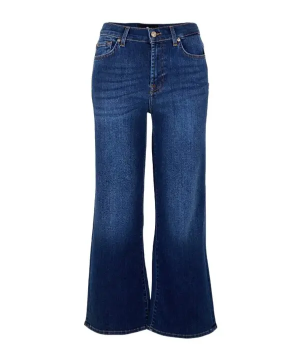 7 For All Mankind Cropped Alexa Straight Leg Jeans - Dark Blue