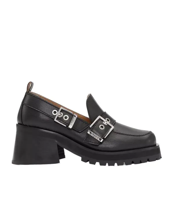 GANNI Buckle Heel Loafers
