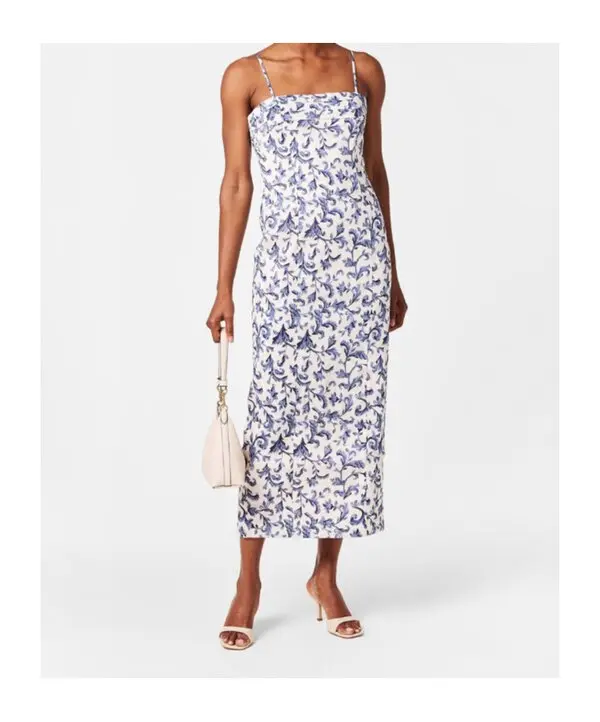 Posse Printed Midi Dress With Spaghetti Straps