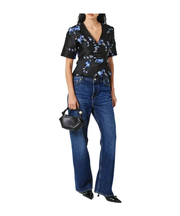 GANNI Floral Print Peplum Top