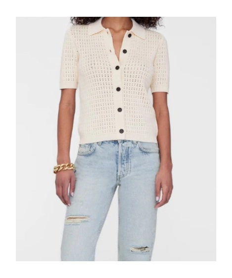 ANINE BING Short Sleeve Shirt With Classic Collar