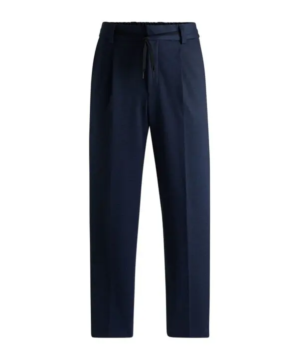 Hugo Boss Slim Fit Trousers With Drawstring Waist - Black