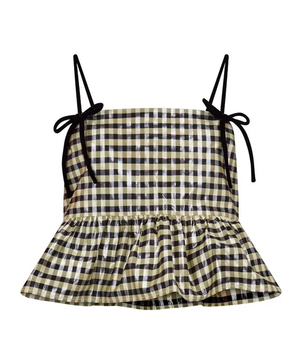 GANNI Plaid Suspenders With Bow Detail