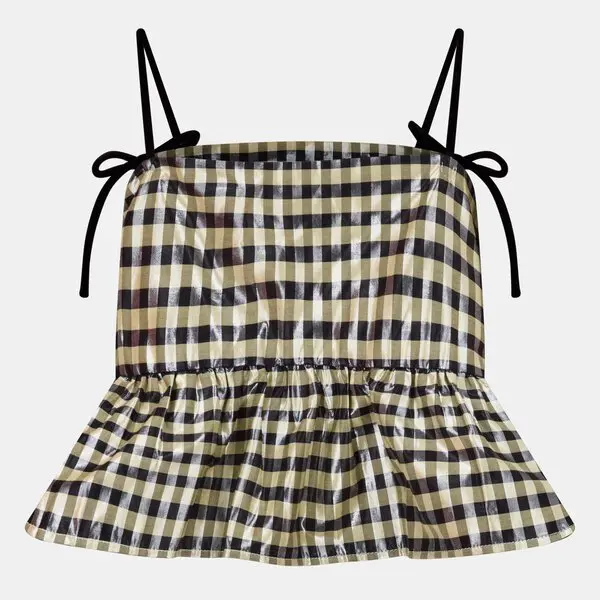 GANNI Plaid Suspenders With Bow Detail