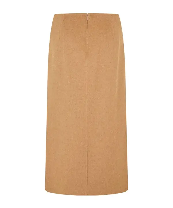 Max Mara Woolen Midi Skirt With Belted Detail
